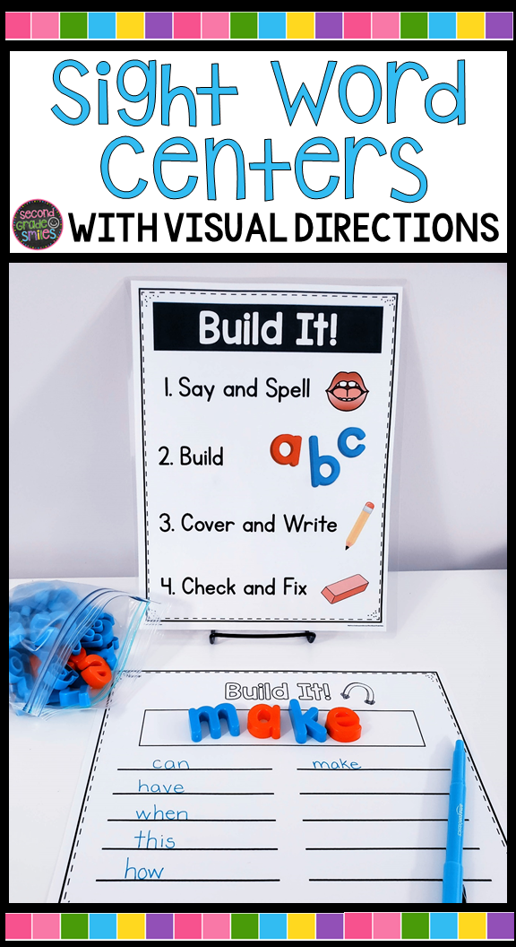Multisensory Sight Word Centers with Visual Directions - Second Grade ...